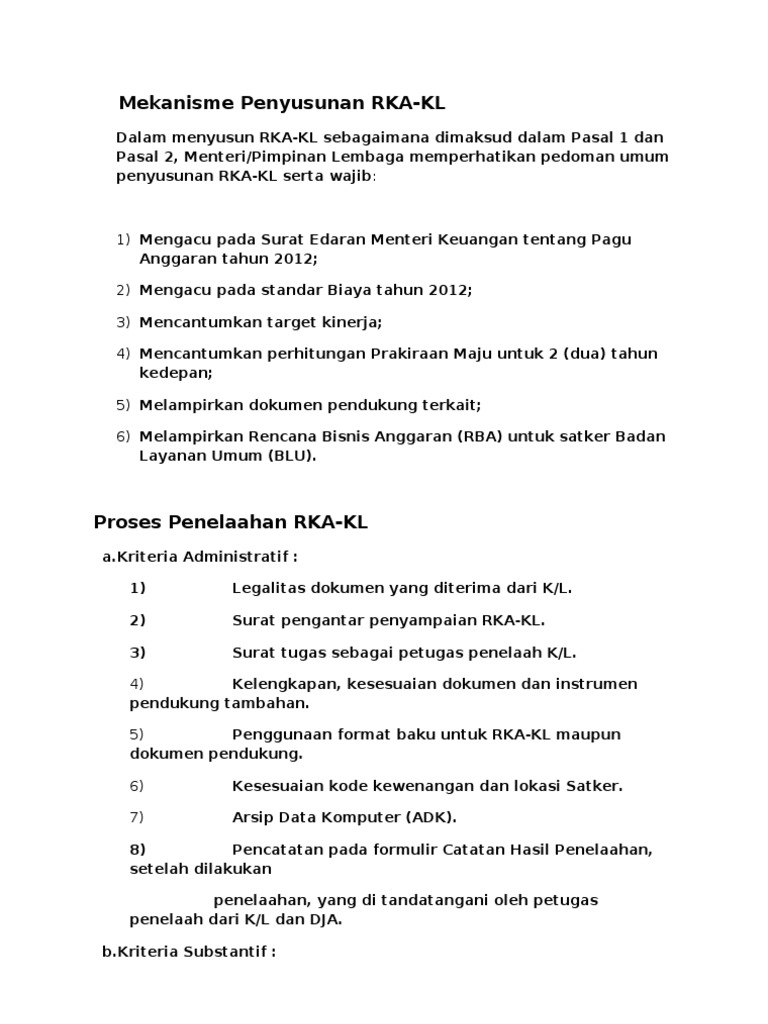 Teknik Penyusunan RKA-KL | PDF
