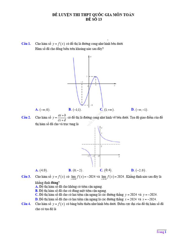 ĐỀ SỐ 13 - MỖI NGÀY 1 ĐỀ THI 2024 - ĐỀ | PDF
