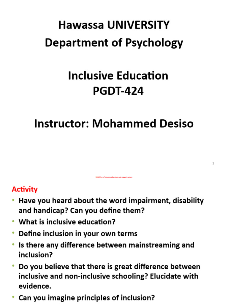 Inclusive Chapter One | PDF | Inclusion (Education) | Disability