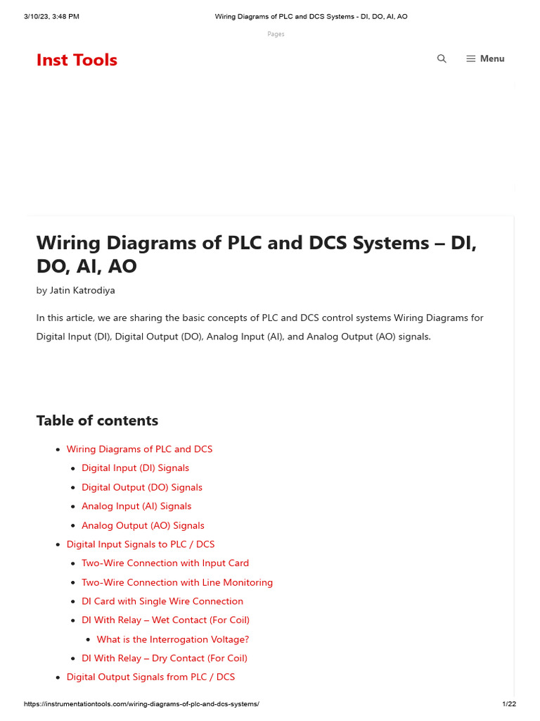 Wiring Diagrams of PLC and DCS Systems - DI, DO, AI, AO | PDF ...