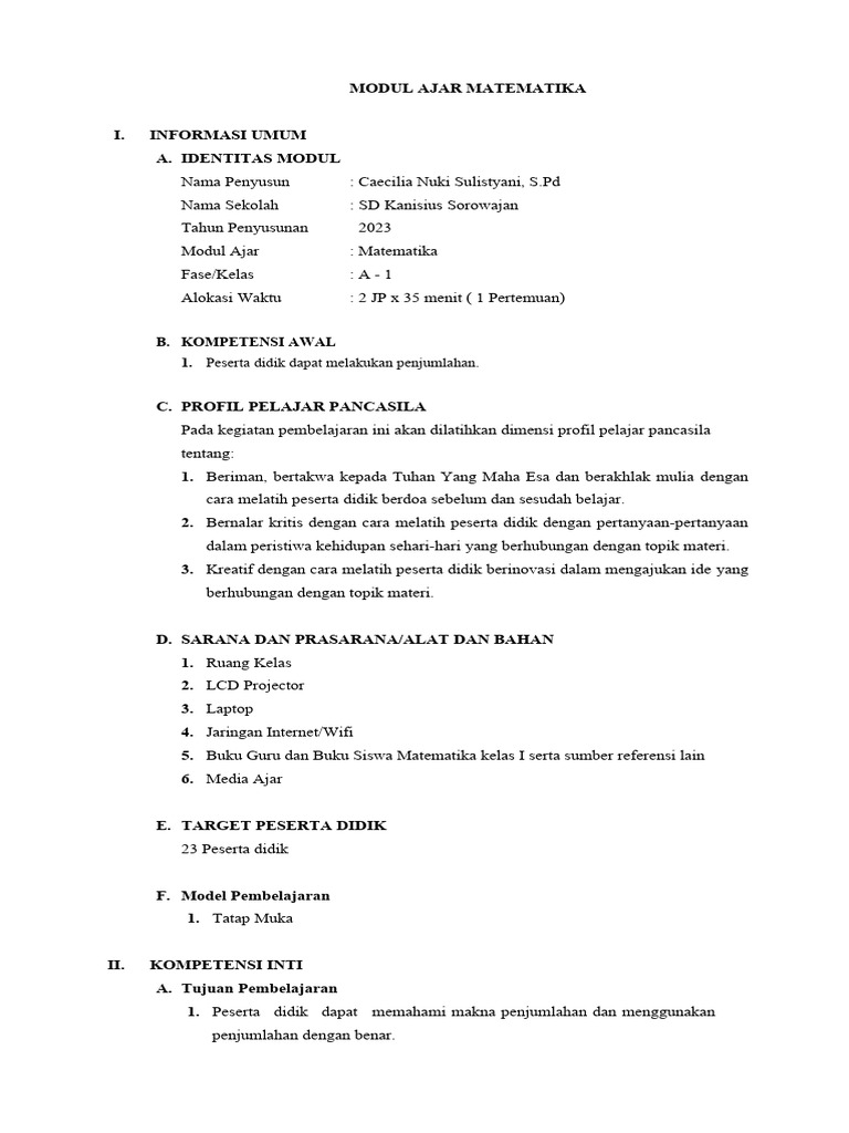 Modul Ajar Matematika Bab 4 | PDF
