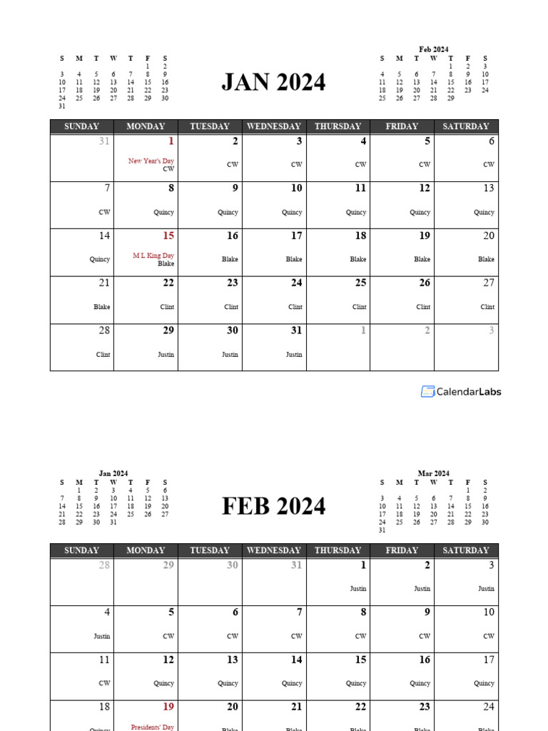 Call Out Schedule For 2024 | PDF