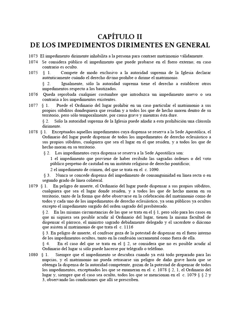 Impedimentos Dirimentes en el Matrimonio | PDF | Matrimonio | Anulación