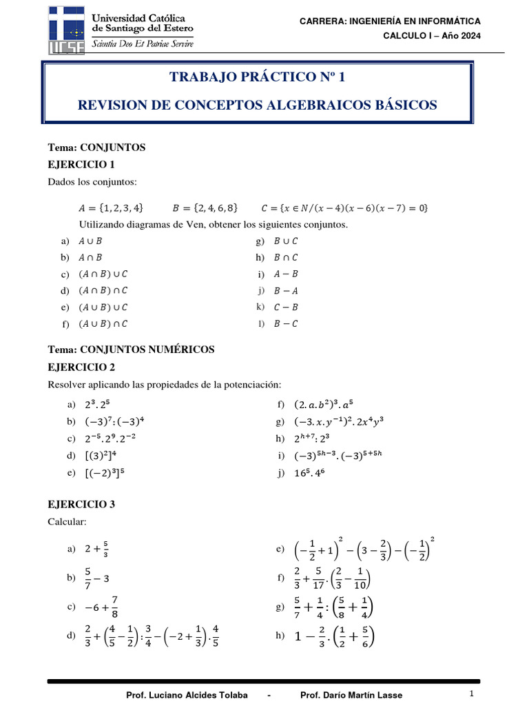 TP 01 - CALCULO I - 20249 - Revision de Conceptos Previos | PDF ...