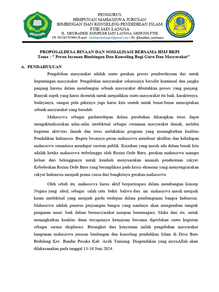 Proposal Desa Binaan Dan Sosialisasi | PDF