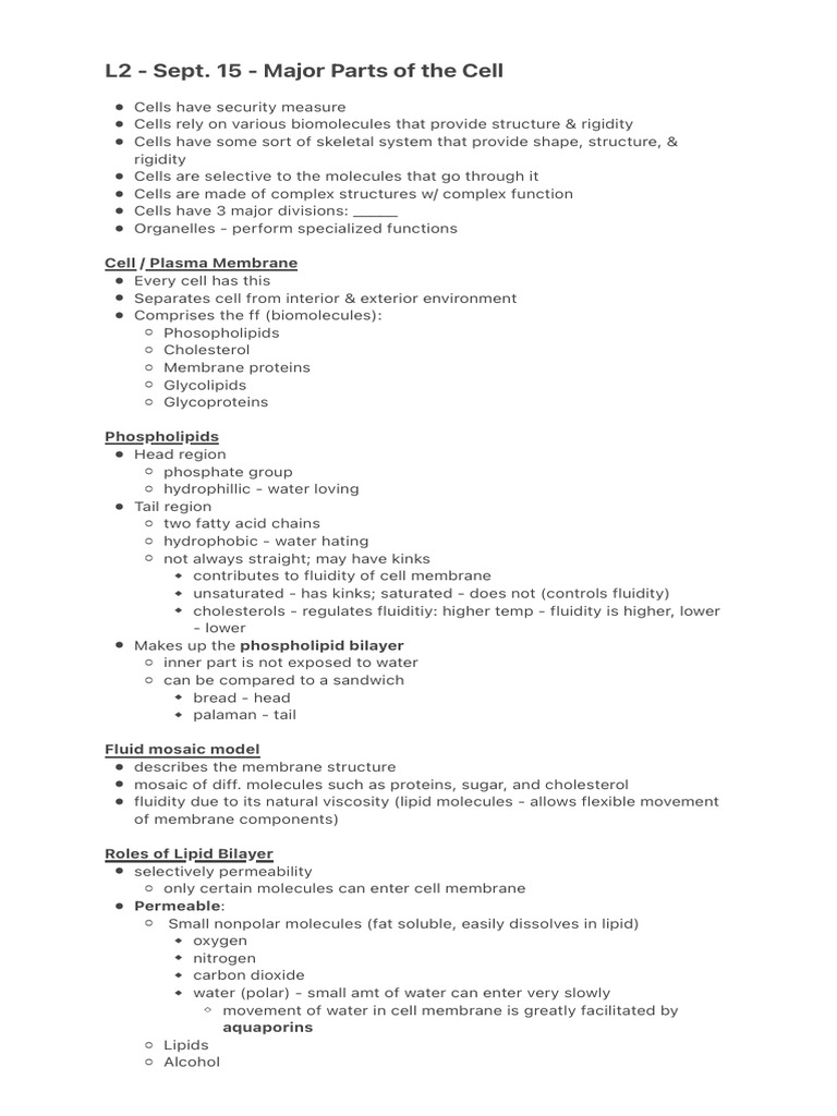 Major Cell Parts and Functions Explained | PDF | Cell Membrane | Cell ...