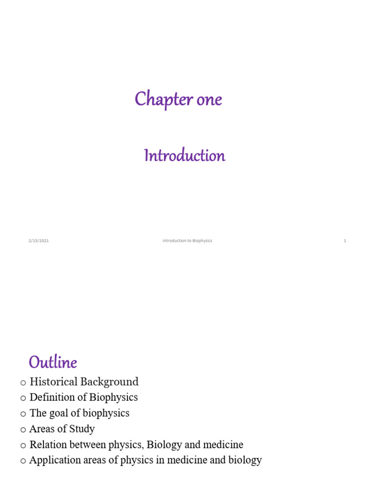 Chapter 1 Biophysics | PDF | Action Potential | Biophysics