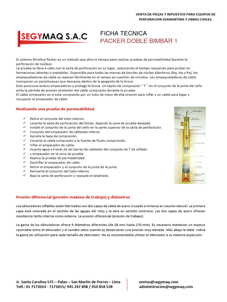 Packer BIMBAR | PDF | Perforación