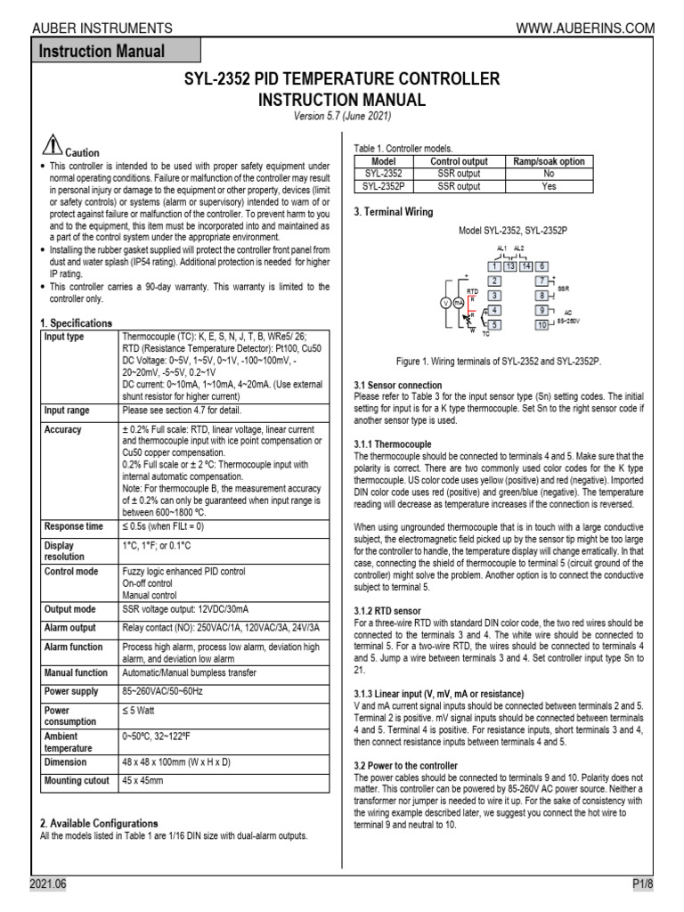 SYL-2352 PID Controller Manual | PDF | Thermocouple | Parameter ...