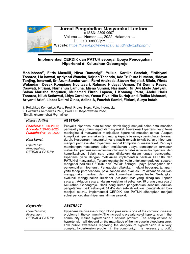 Templete Pengabmas Lentora - Jurnal | PDF