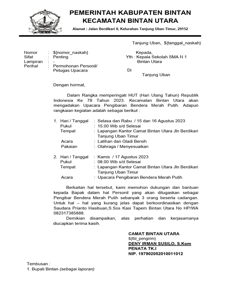 Surat Permohonan Paskibra | PDF