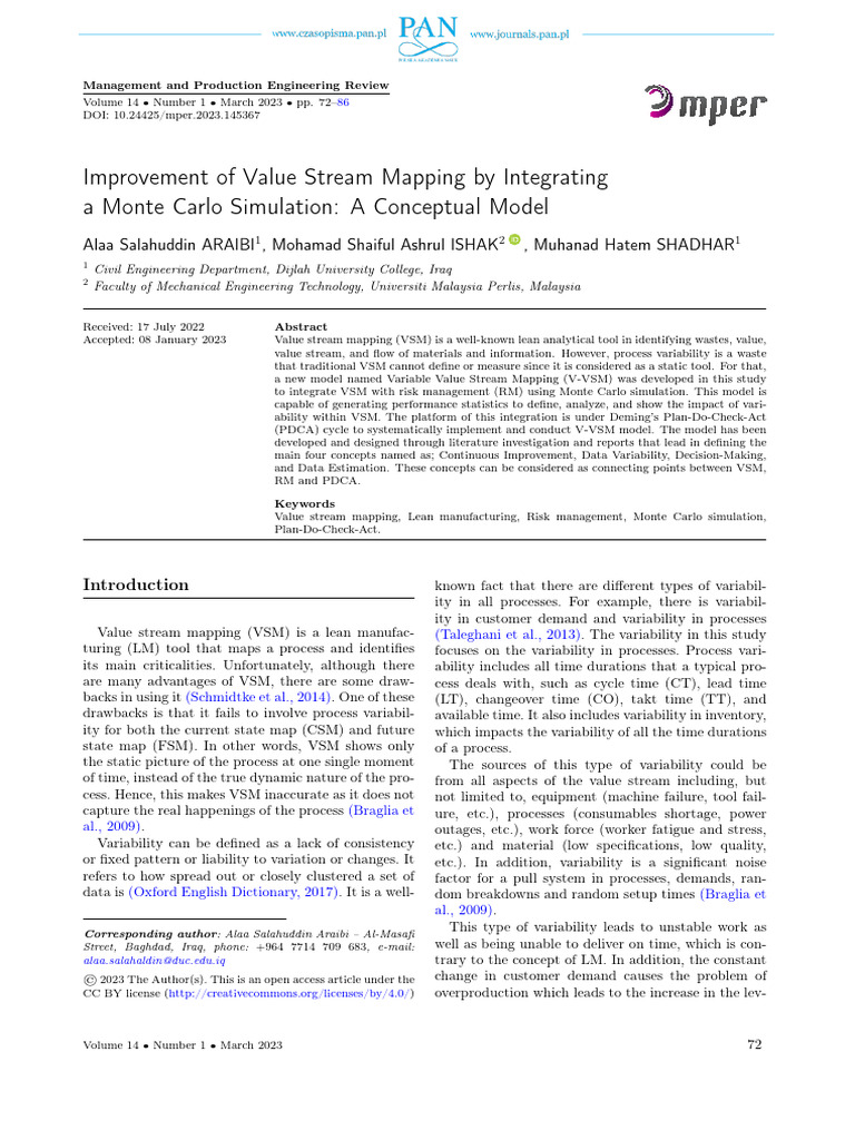 Improvement of Value Stream Mapping | PDF | Probability Distribution | Simulation