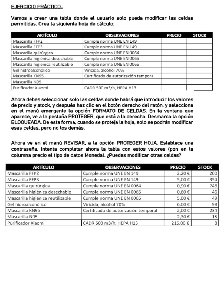 Practica Bloqueo de Celdas | PDF