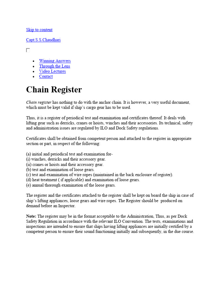 Chain Register SSC | PDF