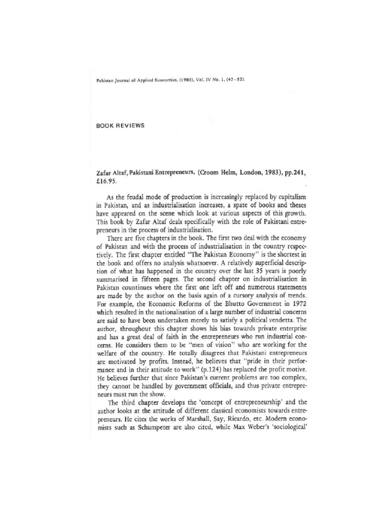 Book Review Zafar Altaf Pakistani Entrepreneurs Compressed 1 | PDF