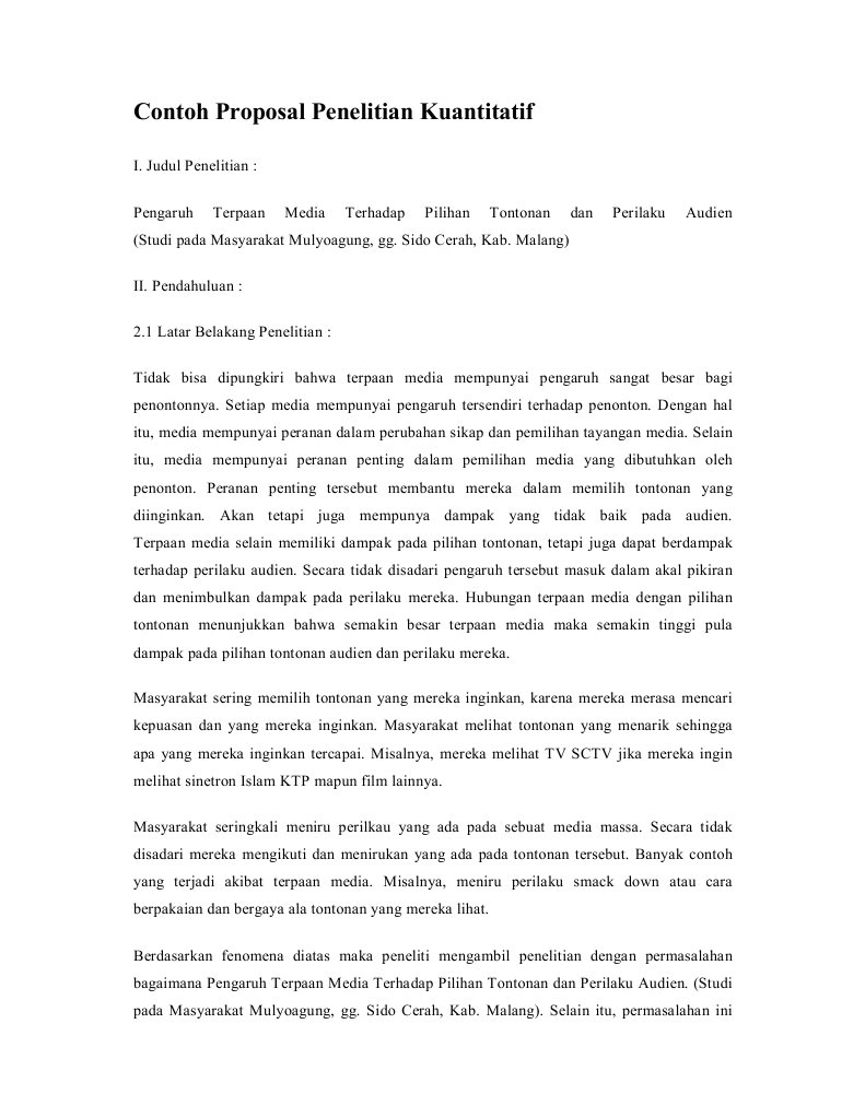 Contoh Proposal Penelitian Kuantitatif | PDF