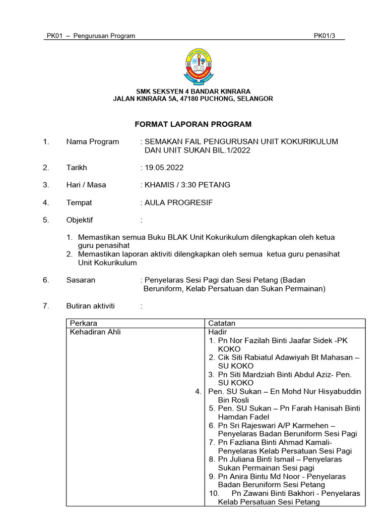 Laporan Semakan Fail Pengurusan | PDF