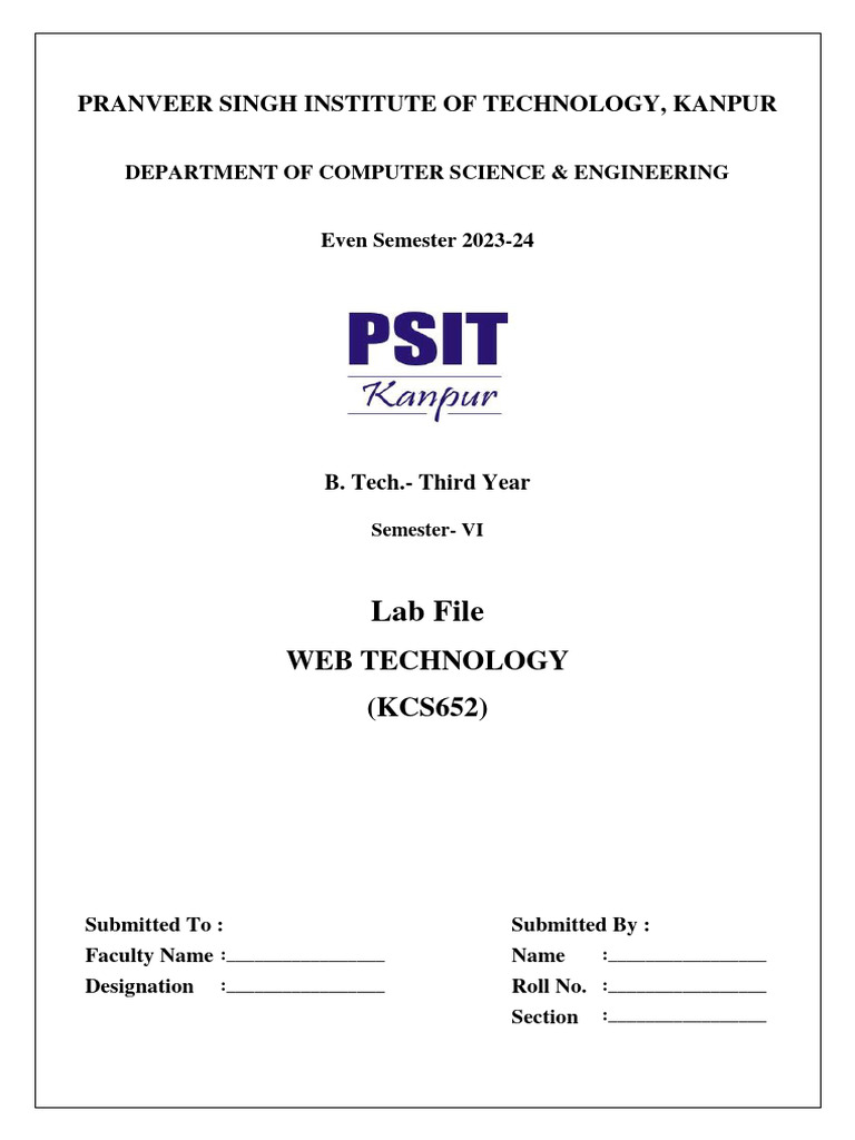 Lab - Cover Page | PDF | Technology & Engineering