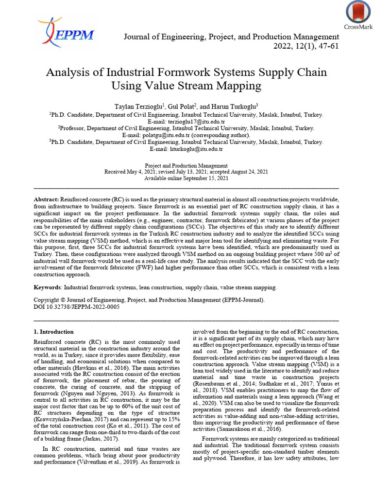 VSM Analysis of Industrial Formwork Systems | PDF | Lean Manufacturing ...