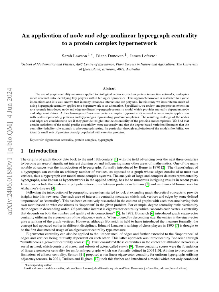 An Application of Node and Edge Nonlinear Hypergraph Centrality To A Protein Complex ...