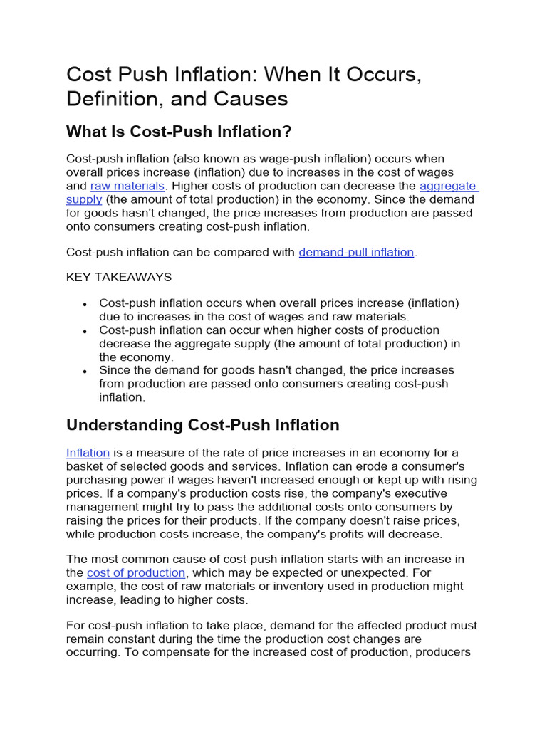 Understanding Cost-Push Inflation Causes | PDF | Inflation | Prices