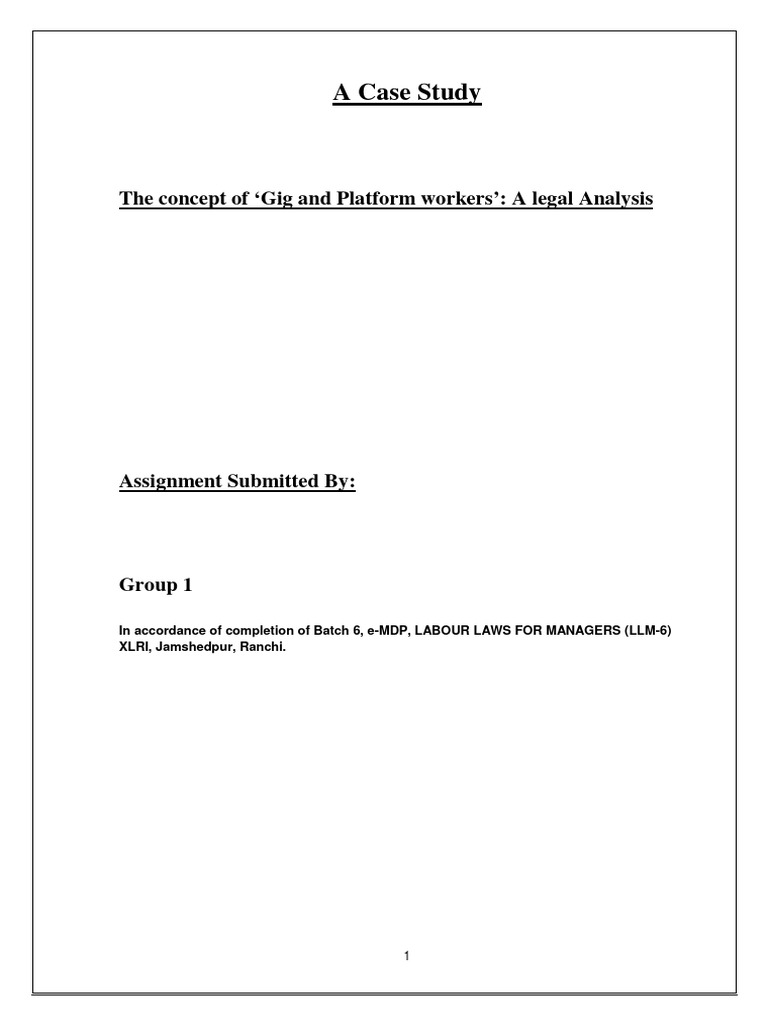 Gig - Platform Worker-Case Study | PDF | Employment | Economies