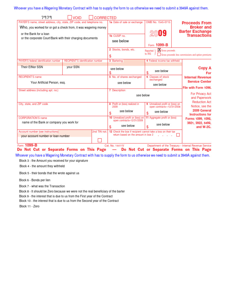 1099-B Template That Has To Be Supplied To Us | Download Free PDF ...