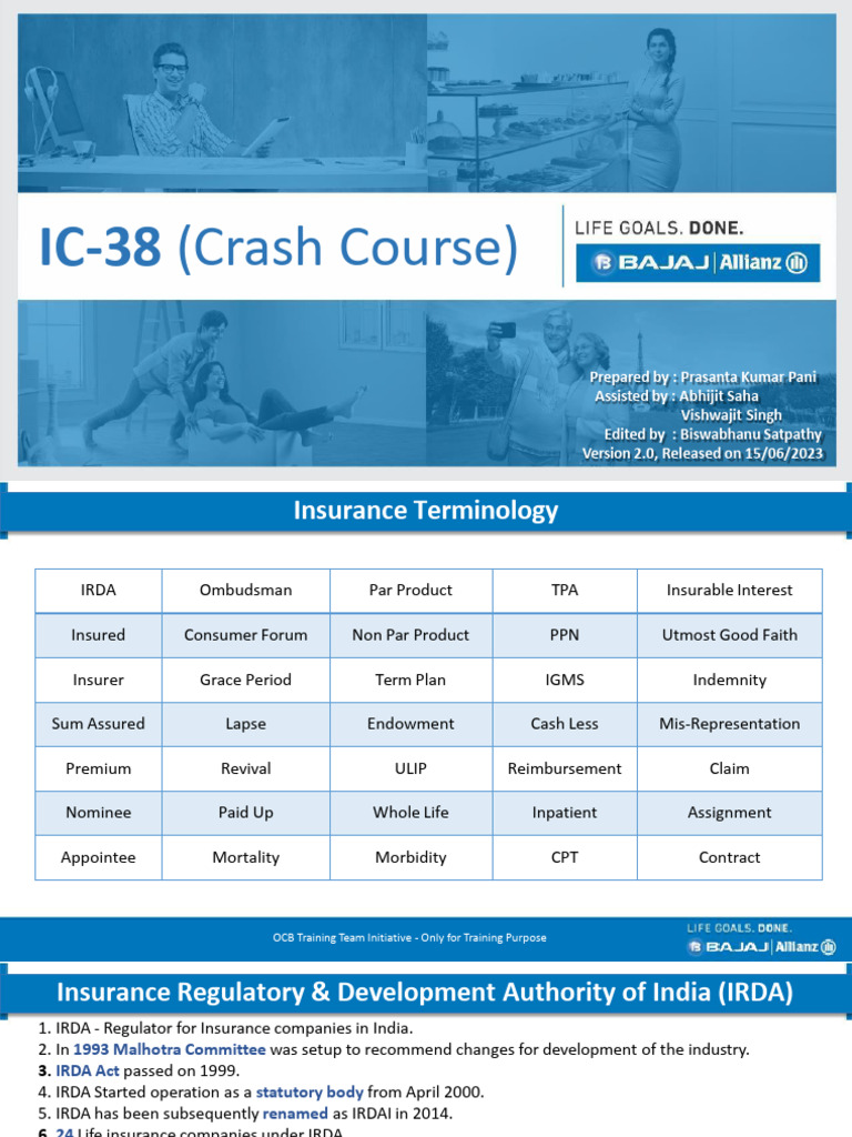 IC 38 Crash Course Ver 1.0 Updated | PDF | Insurance | Underwriting