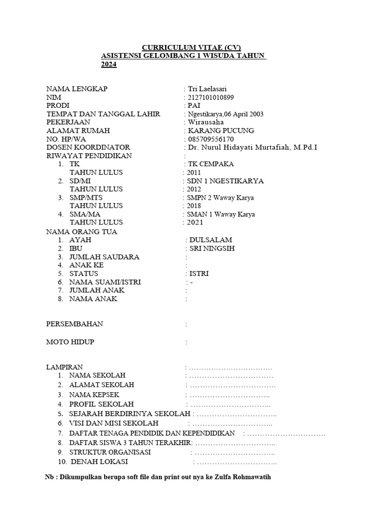 CV Tri Laelasari | PDF