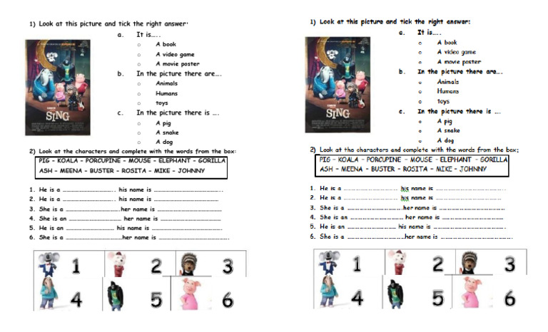 Sing 2 - Worksheet | PDF