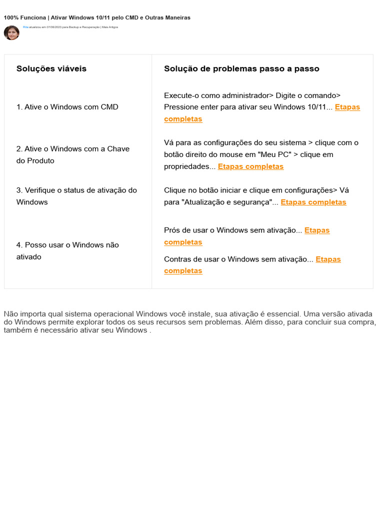 Ativar Windows 10/11 via CMD e Chave | PDF | Microsoft Windows | Windows 10