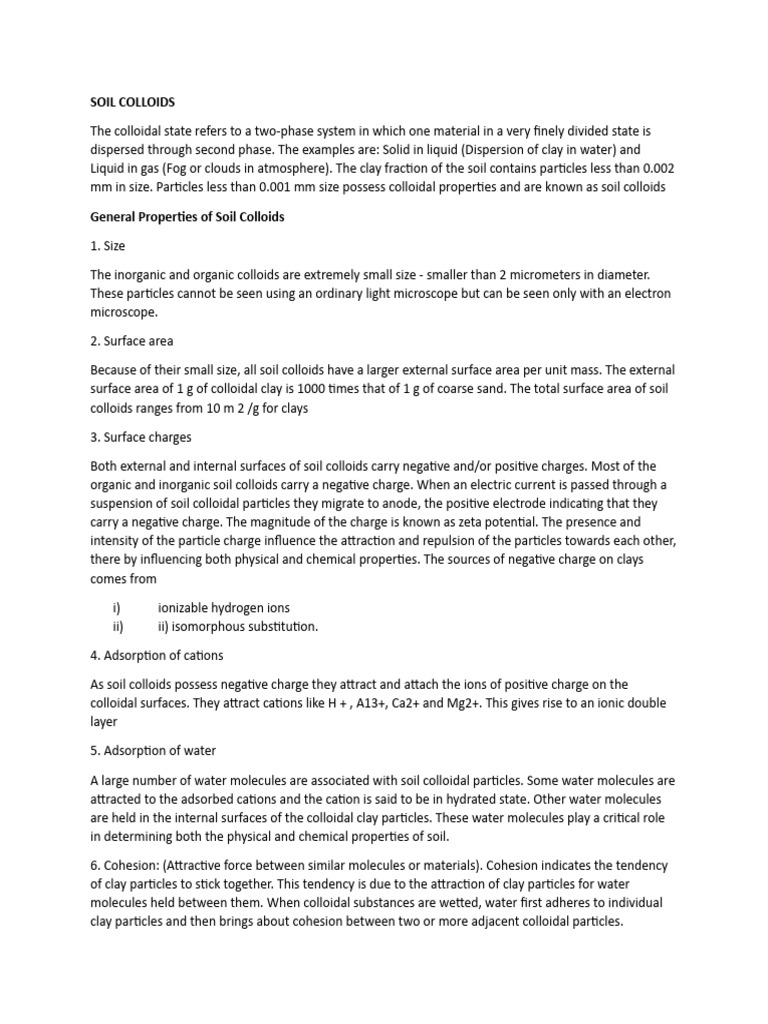 Soil Colloids | Download Free PDF | Colloid | Ion