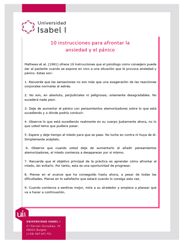 10 Claves para Manejar Ansiedad y Pánico | PDF | Crecimiento personal y ...