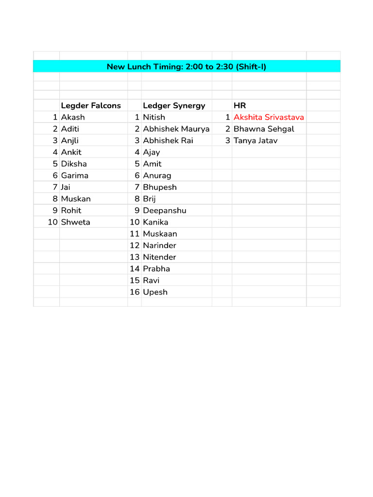 Lunch Timing-1 | PDF