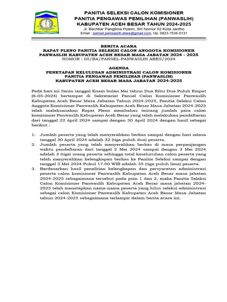 BA Pleno Seleksi Adm | PDF