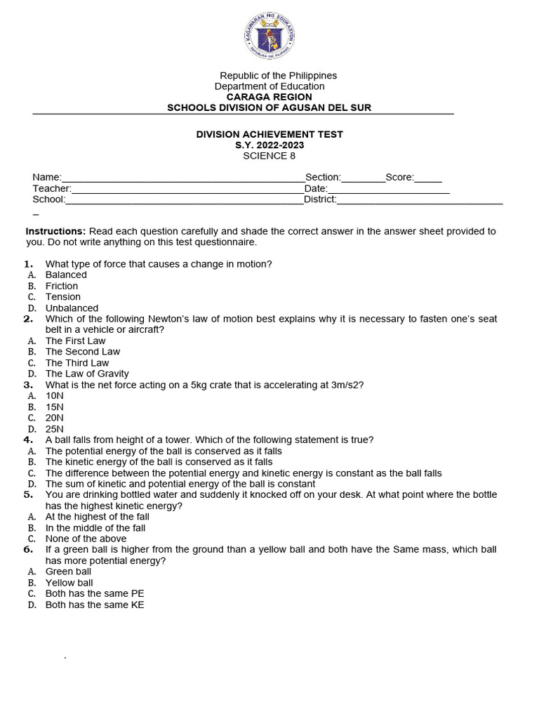 TQ - Grade 8 | PDF | Atoms | Electron
