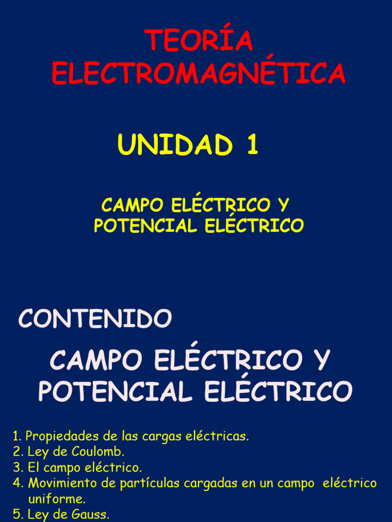 Campo y Potencial Eléctrico: Fundamentos | PDF | Campo eléctrico ...