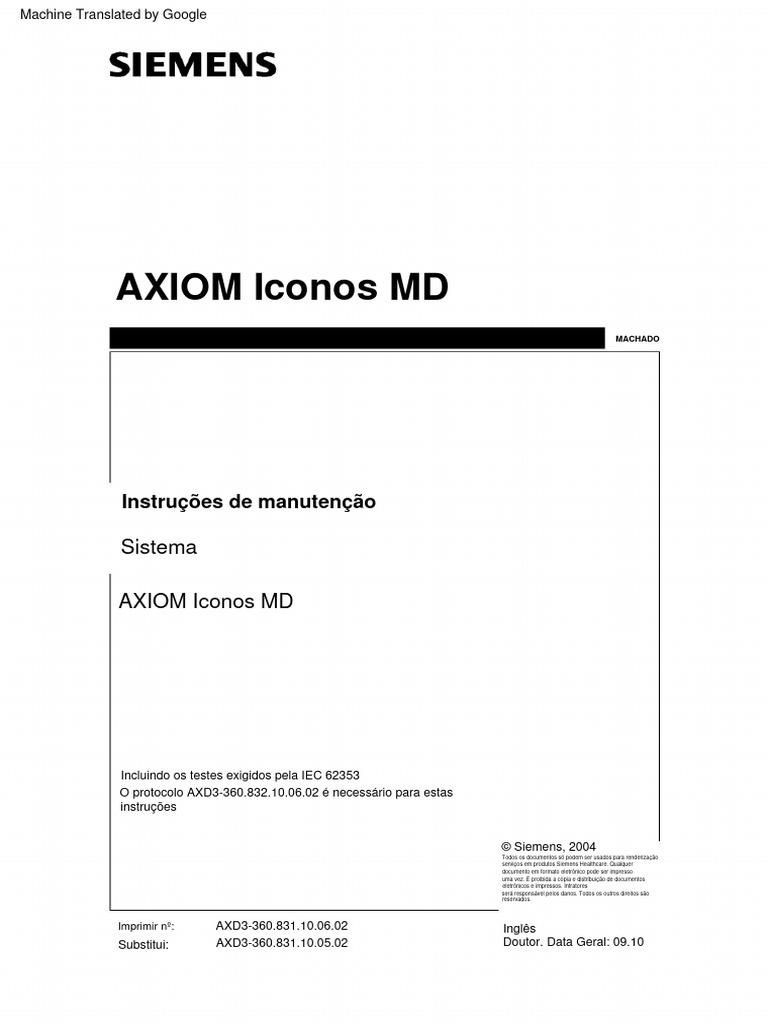 Axiom Iconos MD Maint Instr | PDF
