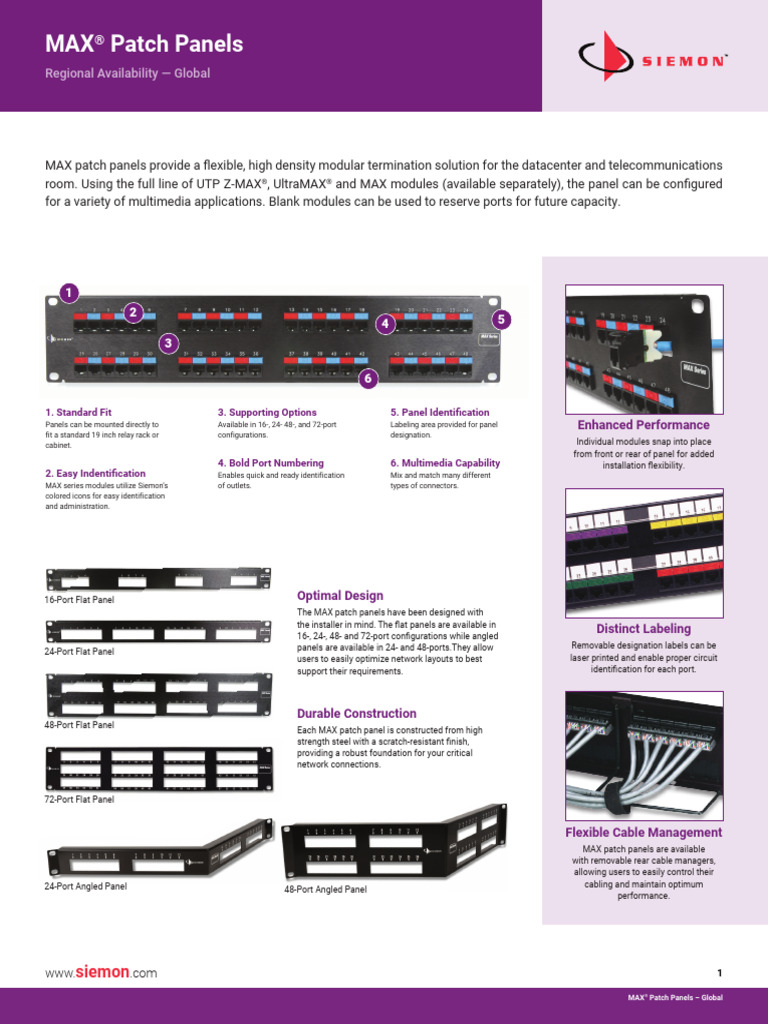 Siemon Max Patch Panels - Spec Sheet | Download Free PDF | Computer ...