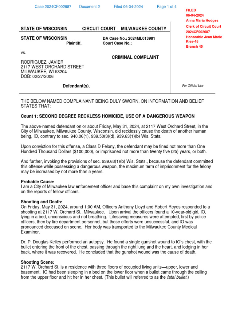 Criminal Complaint: Rodriguez, Javier | PDF | Wisconsin Circuit Courts ...