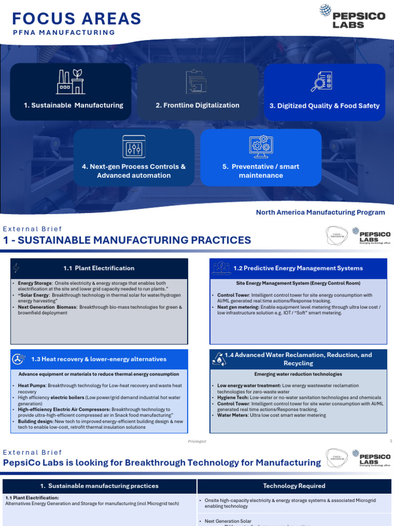 PepsiCo Labs: Breakthrough Manufacturing Tech | PDF | Automation | Water