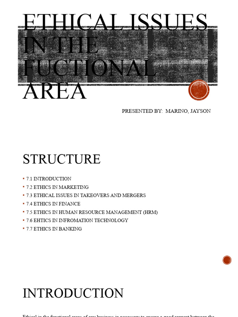 Ethical Issues in The Fuctional Area | PDF | Mergers And Acquisitions | Human Resource Management