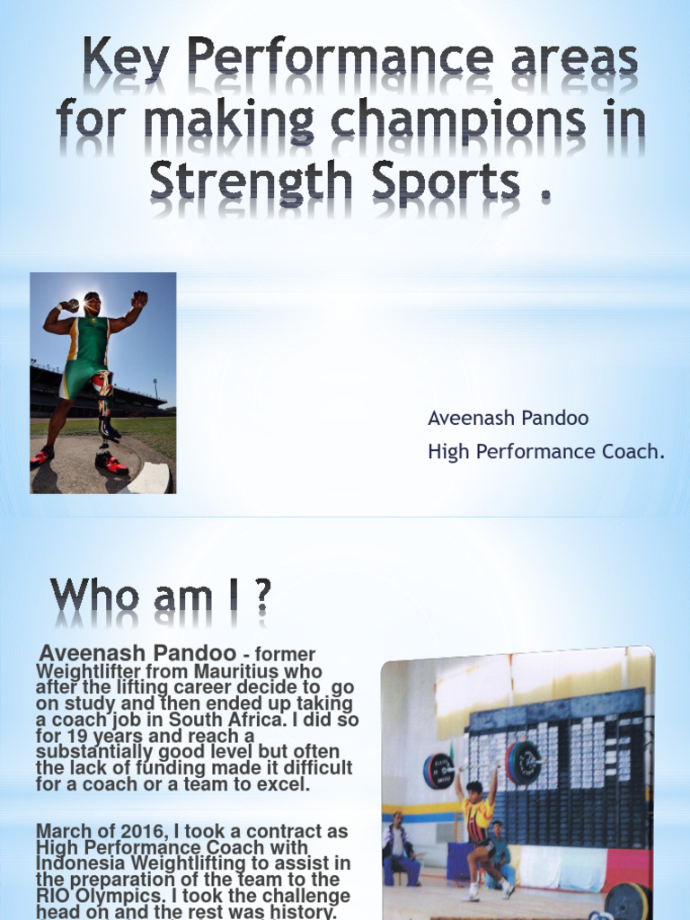 Key Performance Areas For Making Champions in Strength Sports ...