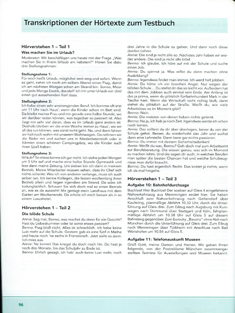 Mit Erfolg Zum Zertifikat Deutsch Telc B1 Skript | PDF