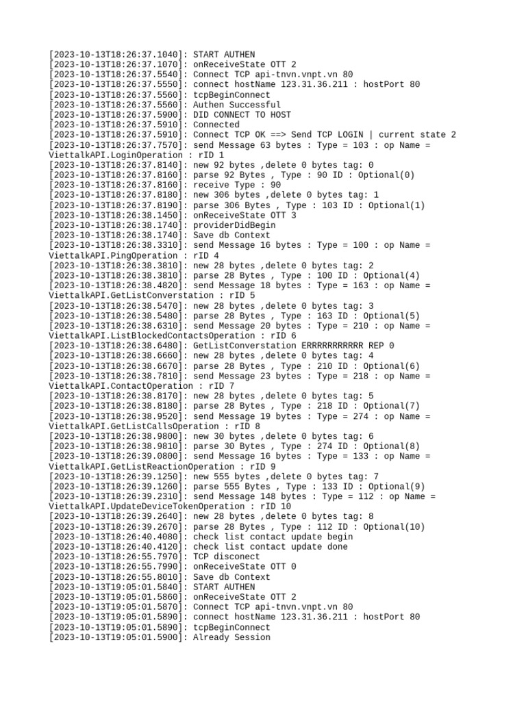TCP Connection and Authentication Log | PDF | Network Socket ...