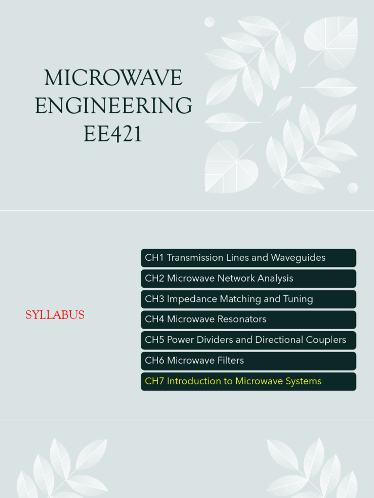 Microwave Engineering Course Syllabus Pdf Waveguide Electronic