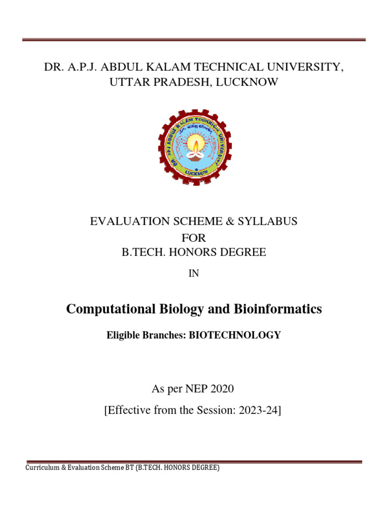 B.Tech Honors in Bioinformatics Syllabus | PDF | Dna Sequencing | Bioinformatics