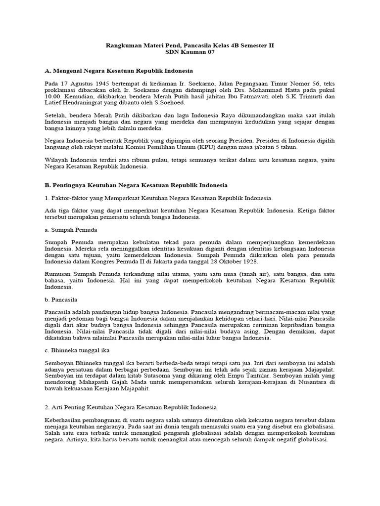 Rangkuman Pend - Pancasila. II 2024 | PDF