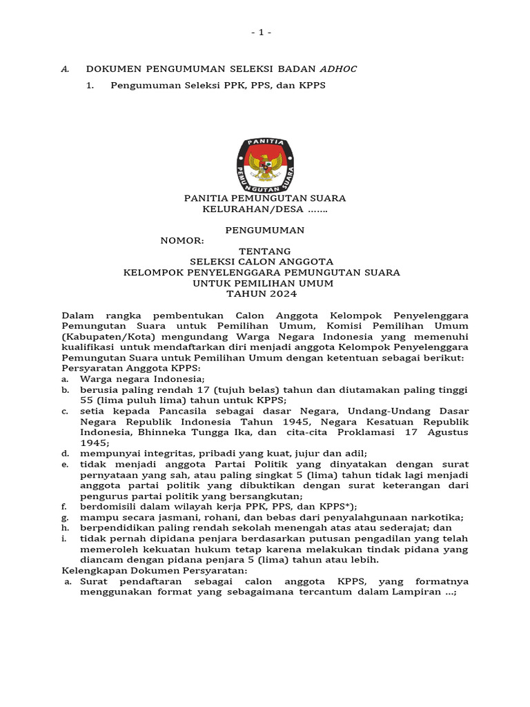 Format Rekruitmen KPPS Pemilu 2024 | PDF | Politik | Olahraga & Rekreasi