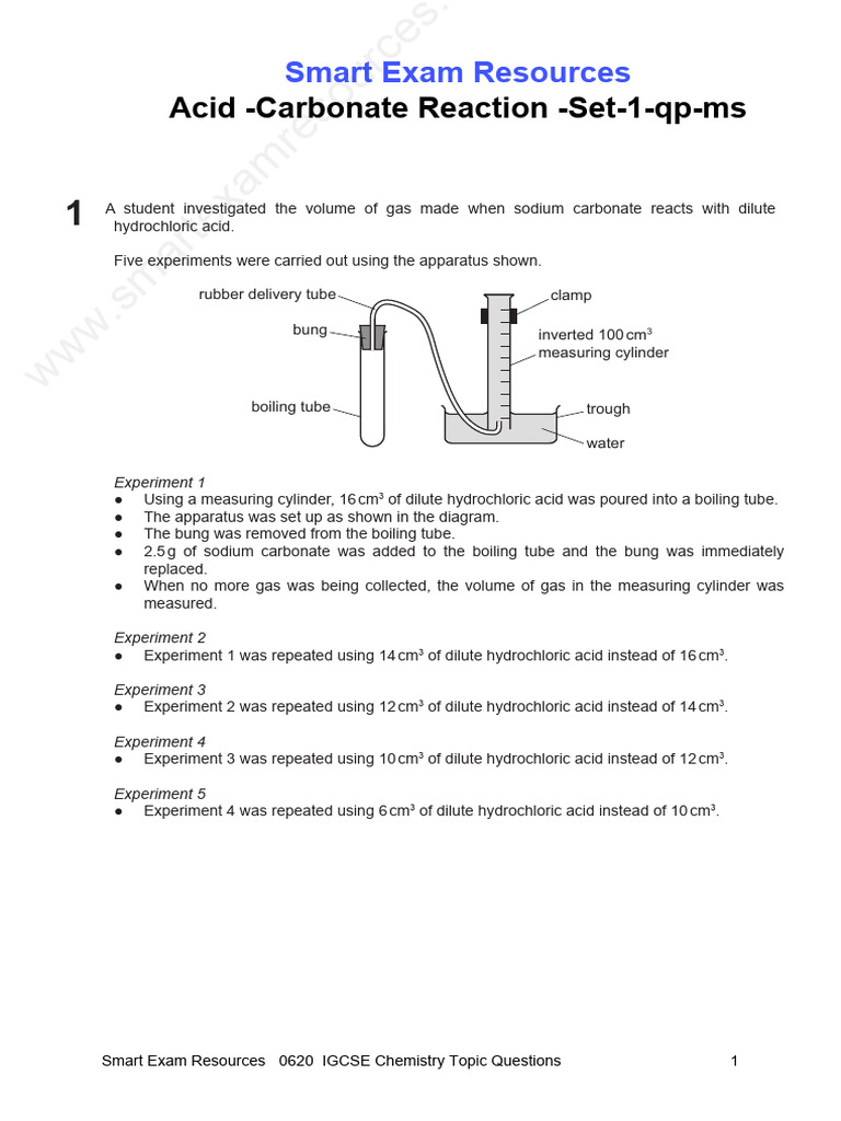 Sodium Carbonate and HCl Reaction Setup | PDF | Acid | Gases